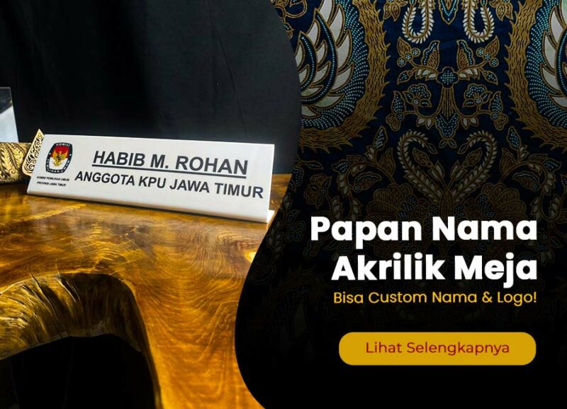 Jual Papan Nama Akrilik Meja Kantor, Bisa Custom Nama & Logo!